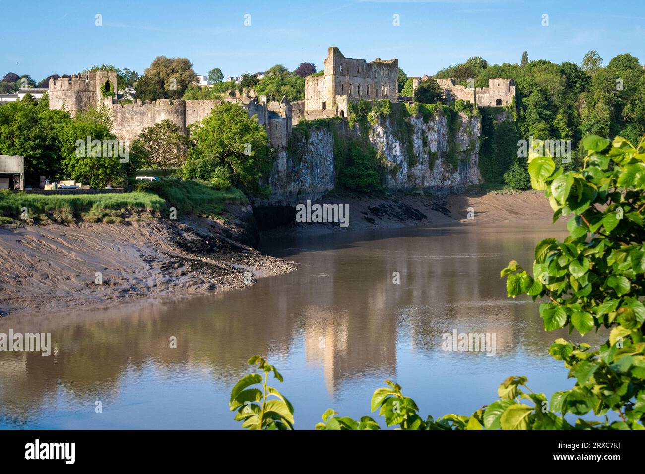 Chepstow Castle from the Old Wye Bridge Stock Photo - Alamy