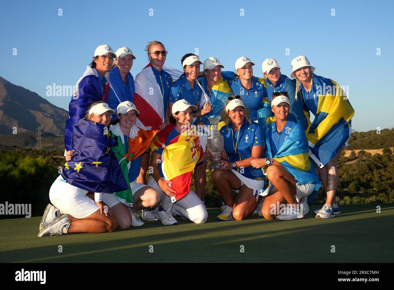 Team Europe with the Solheim Cup following day three of the 2023 ...