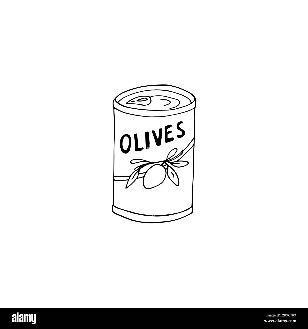 Hand-drawn canned olives, isolated food illustration Stock Vector Image ...