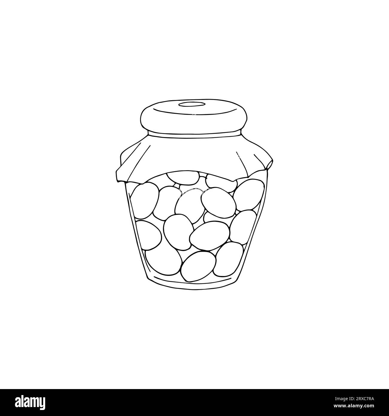 Hand-drawn olives in brine. Olives in a jar. Isolated food illustration ...