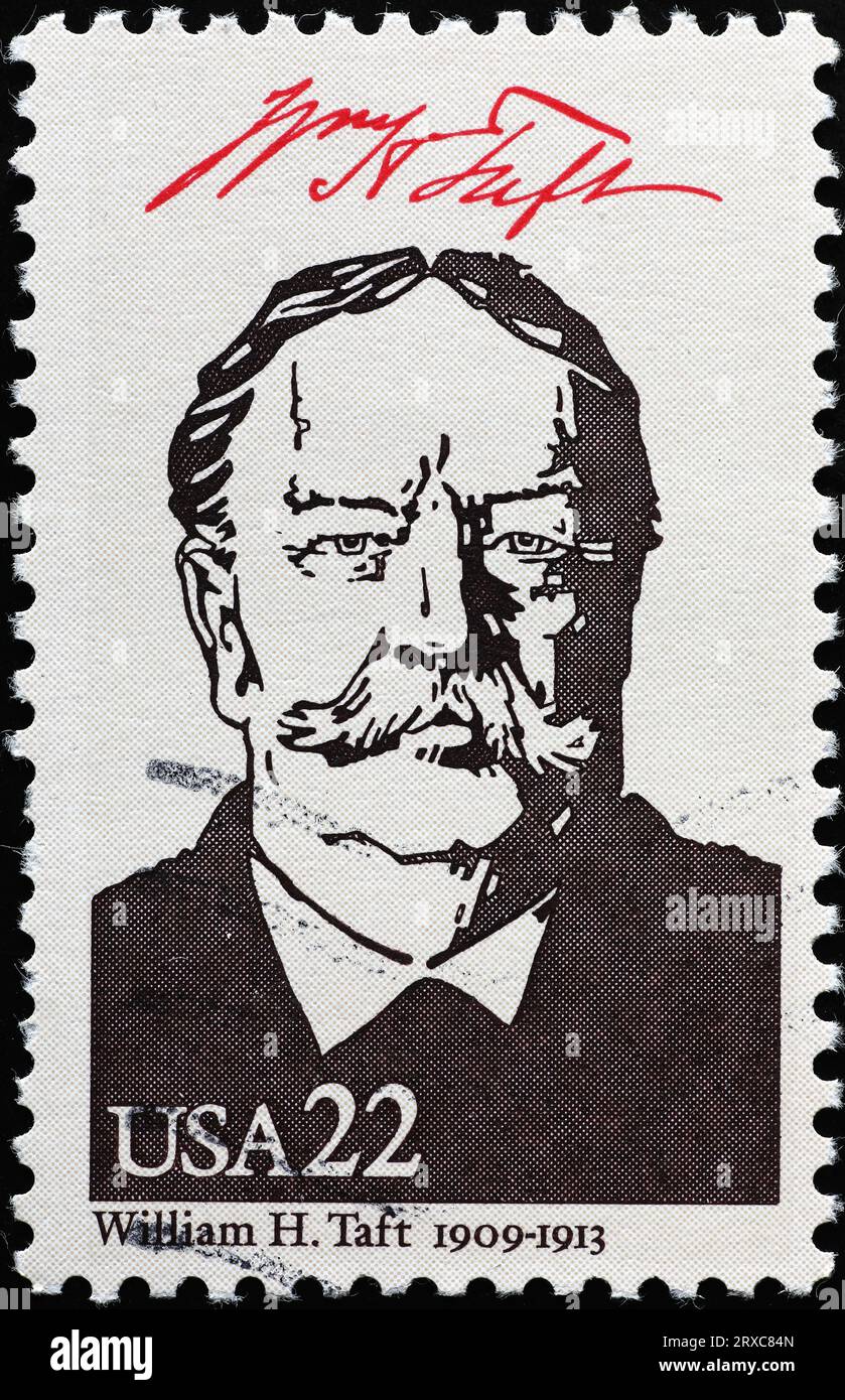 US President William Howard Taft on vintage american stamp Stock Photo ...