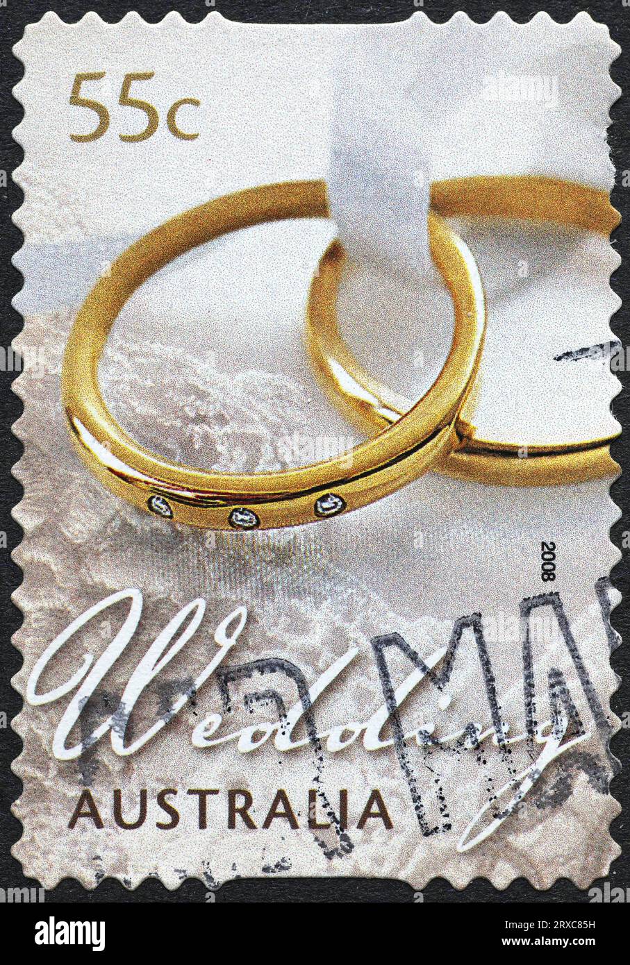 Wedding rings on australian postage stamp Stock Photo - Alamy