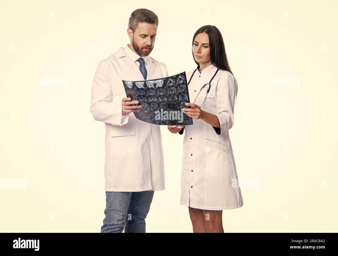 doctor neurologist hold brain mri in studio. doctor neurologist with ...