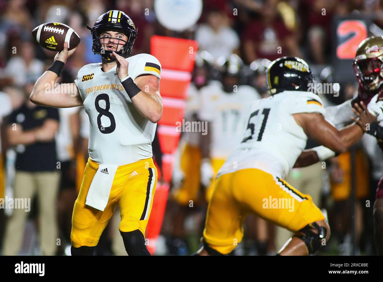 Southern Mississippi quarterback Billy Wiles (8) throws a pass in the ...