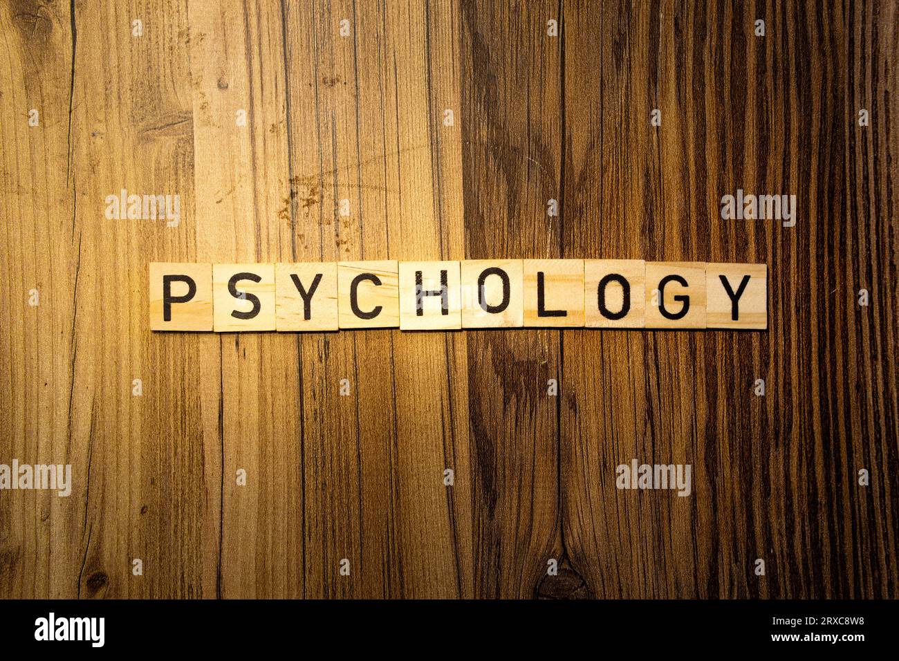 Psychology concept word in wooden letters on dark wood background Stock ...