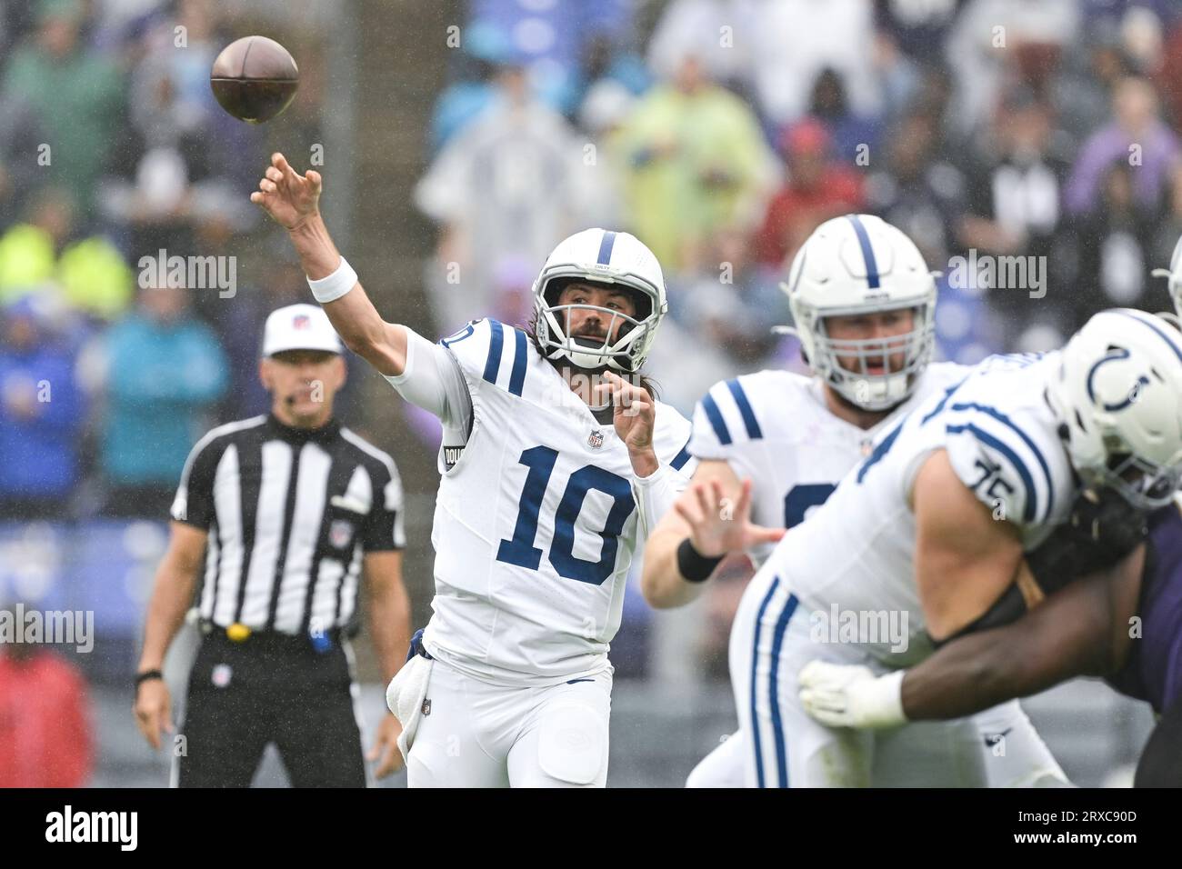 Indianapolis Colts quarterback Gardner Minshew (10) throws the ball ...