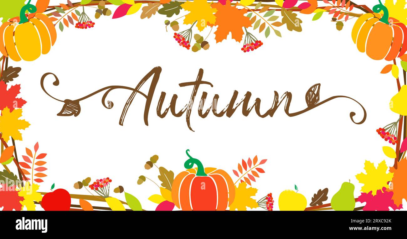 Celebrating Autumn season, social media poster. Greeting card design ...