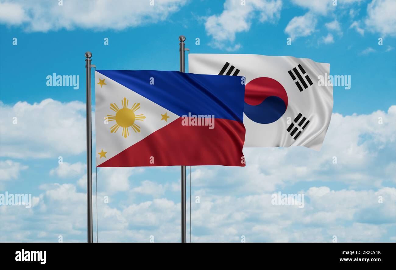 South Korea or Republic of Korea or ROK and Philippines flag waving ...