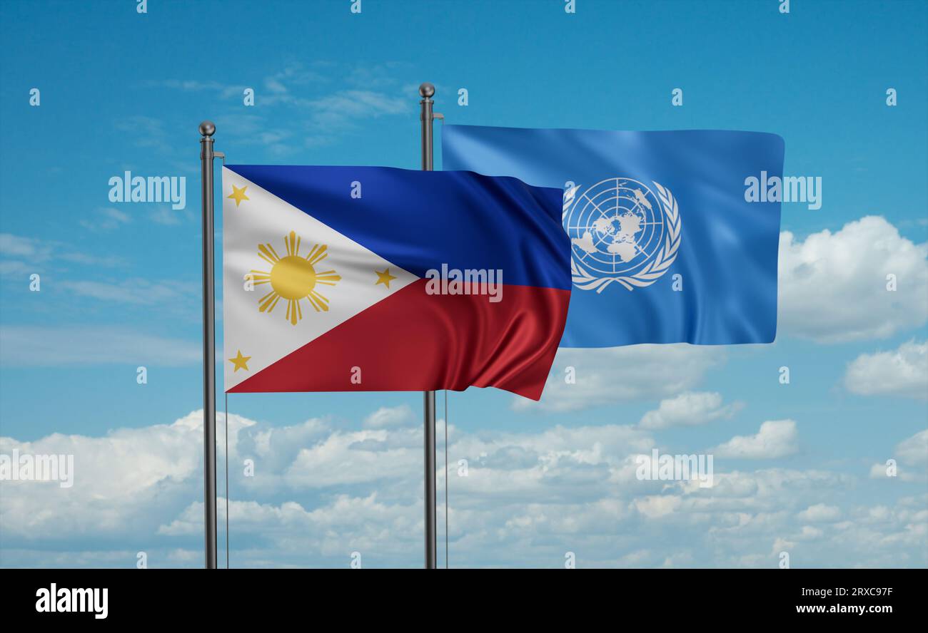 United nations flag waving in the wind un hi-res stock photography and ...