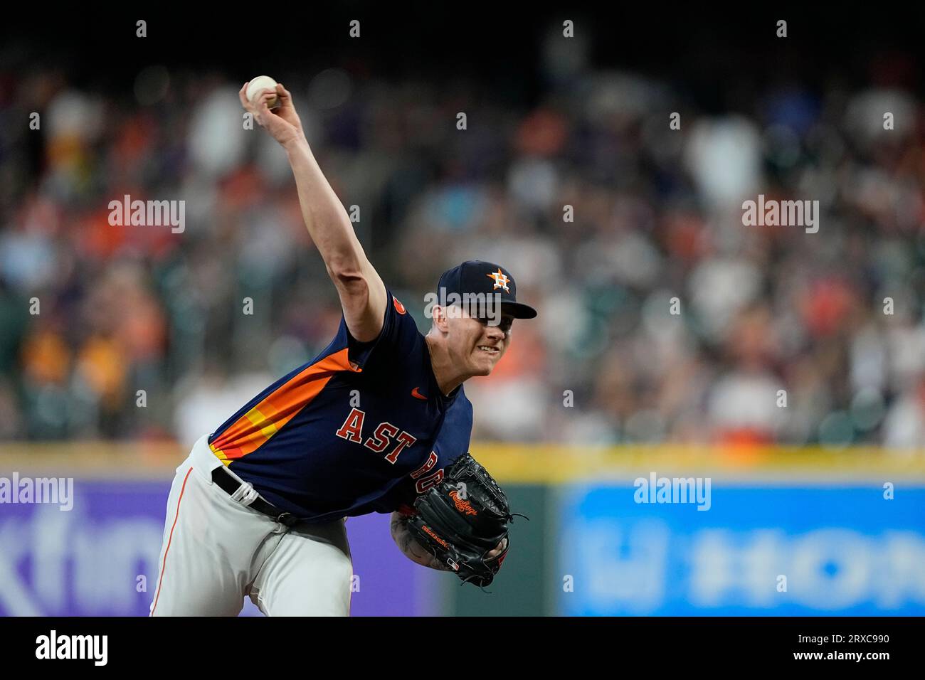 Houston Astros starting pitcher Hunter Brown throws during the first ...