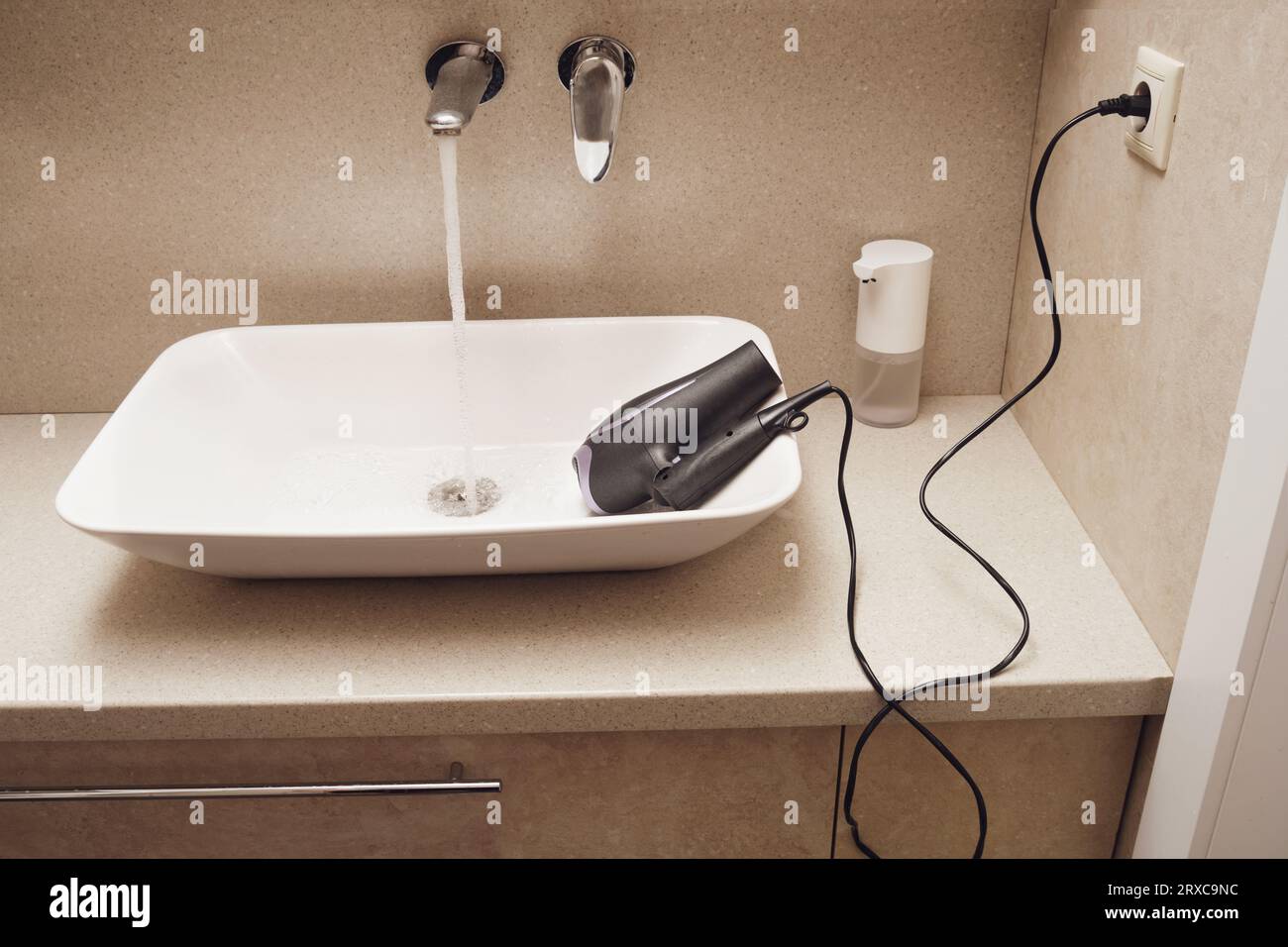 Electrical shock can occur in the bathroom. An electrical appliance ...