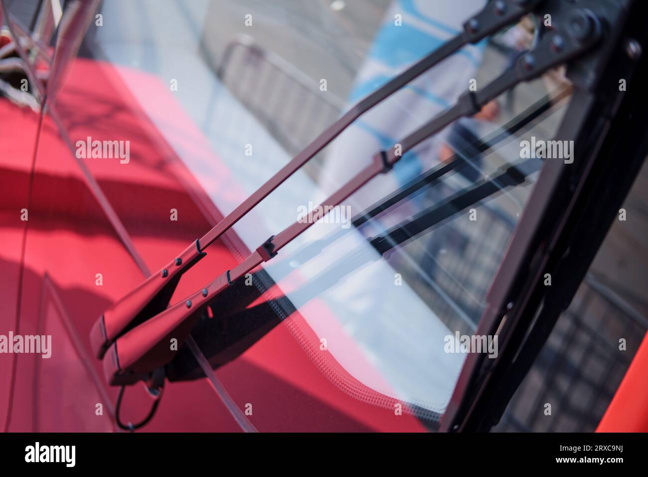 Wipers on the windshield of a metro train locomotive, window Stock ...