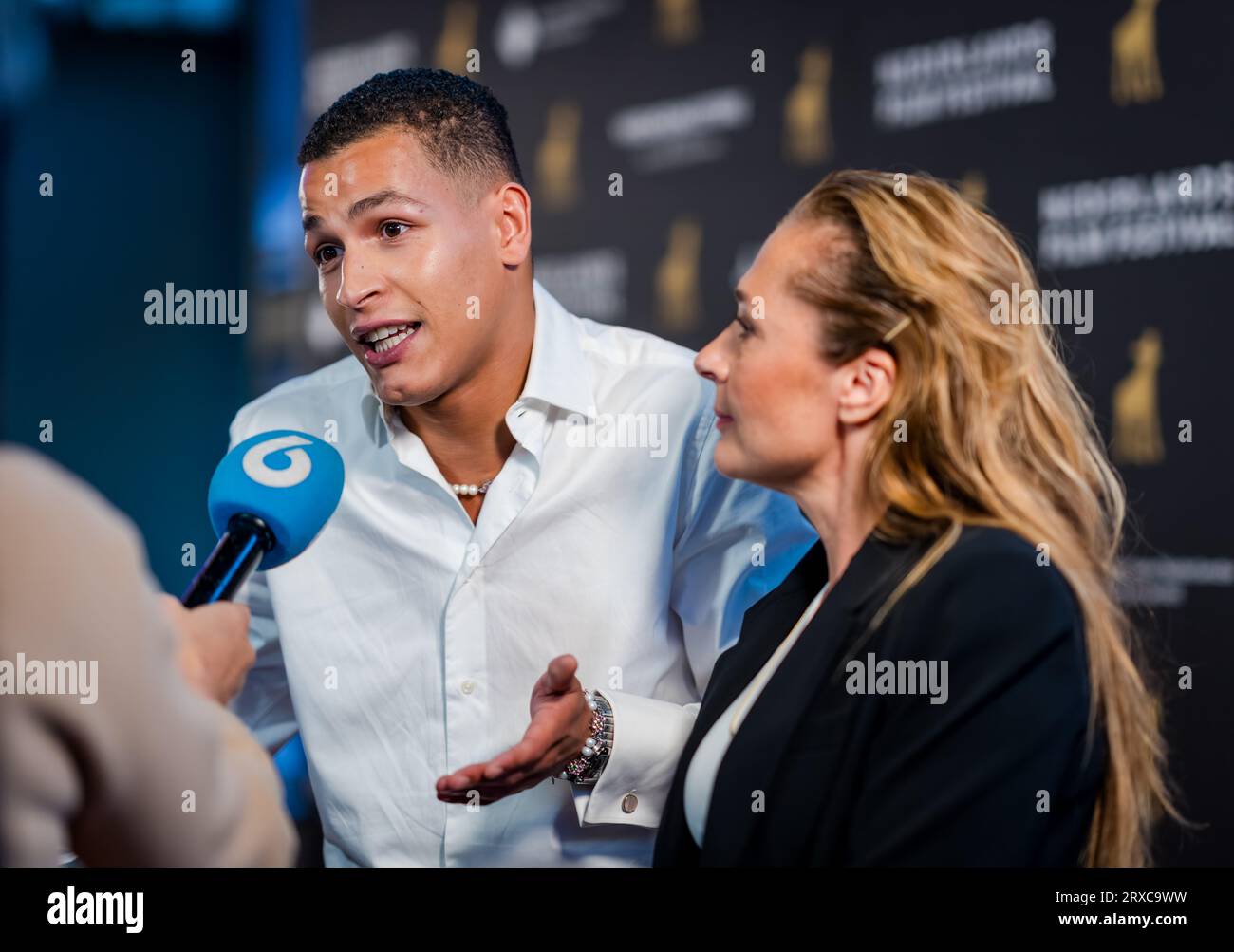 UTRECHT - Actor and rapper Bilal Wahib (L) together with director Anne ...