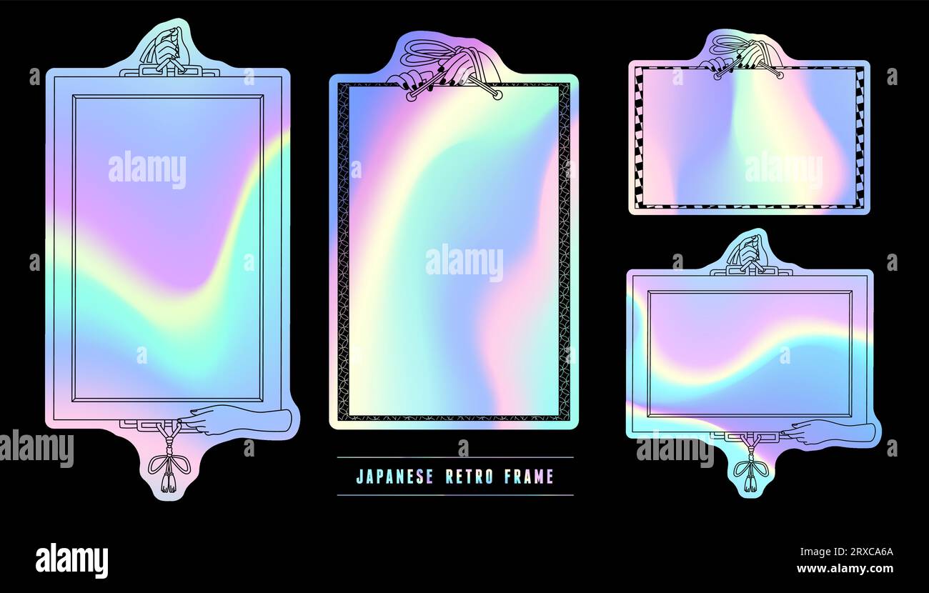 Label set with hologram sticker design.It is vector data that is easy ...