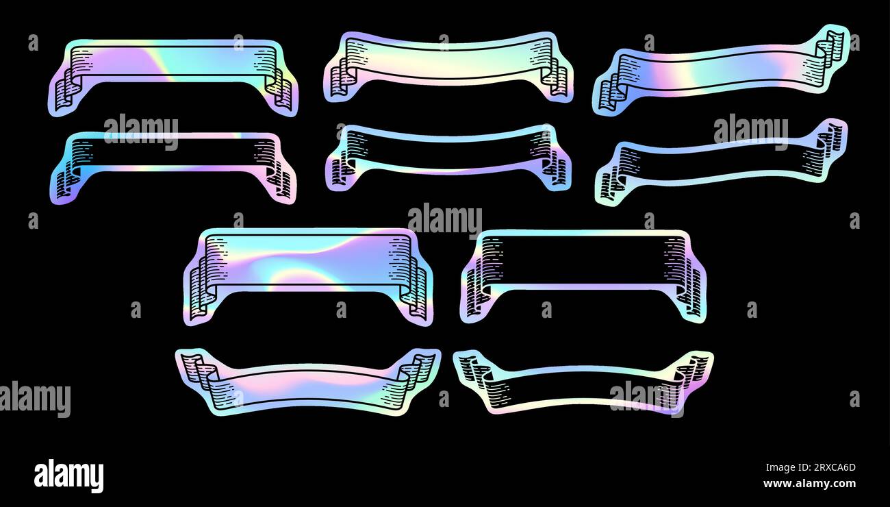 Label set with horizontal hologram sticker design.It is vector data ...