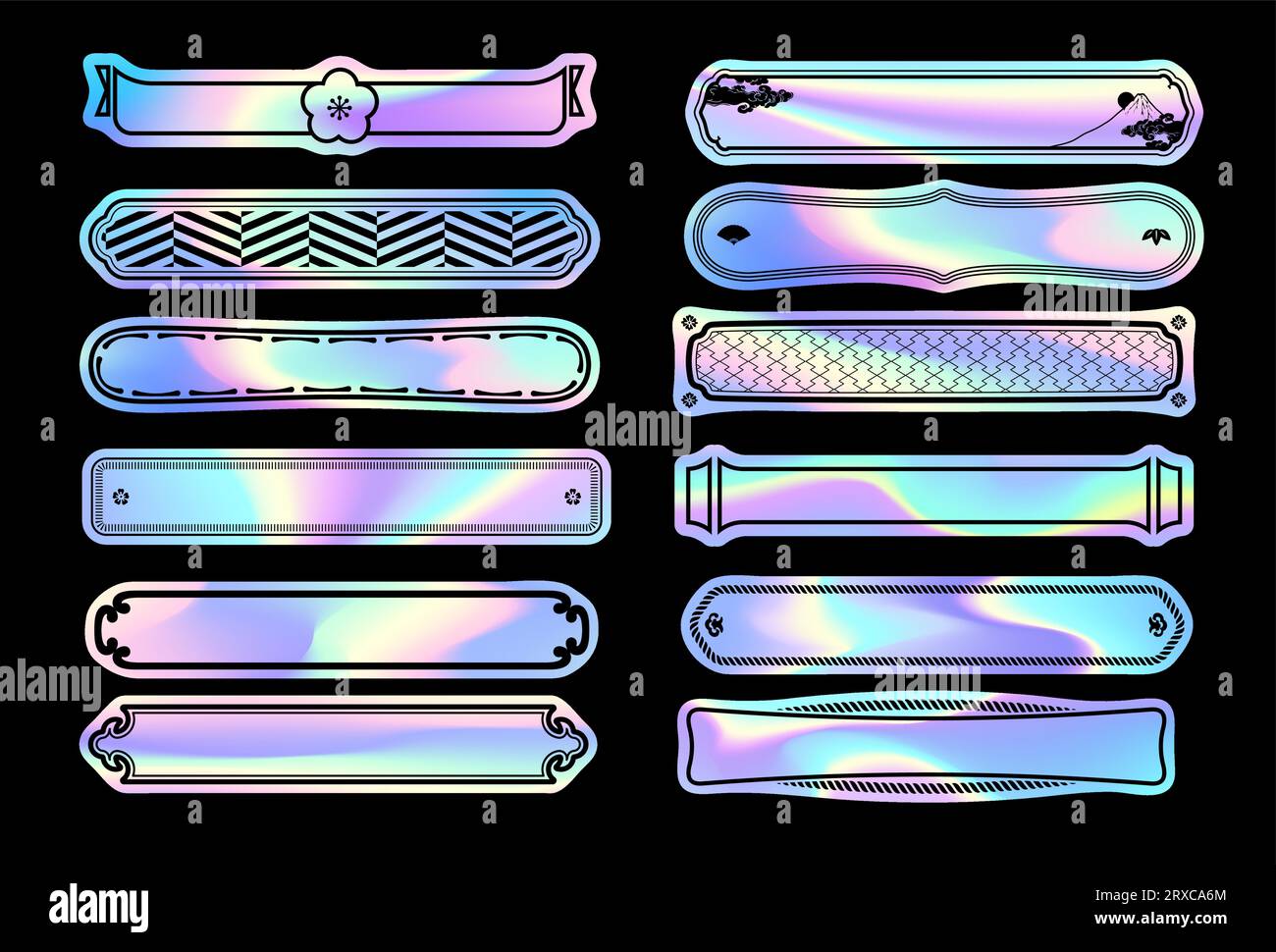 Label set with horizontal hologram sticker design.It is vector data ...