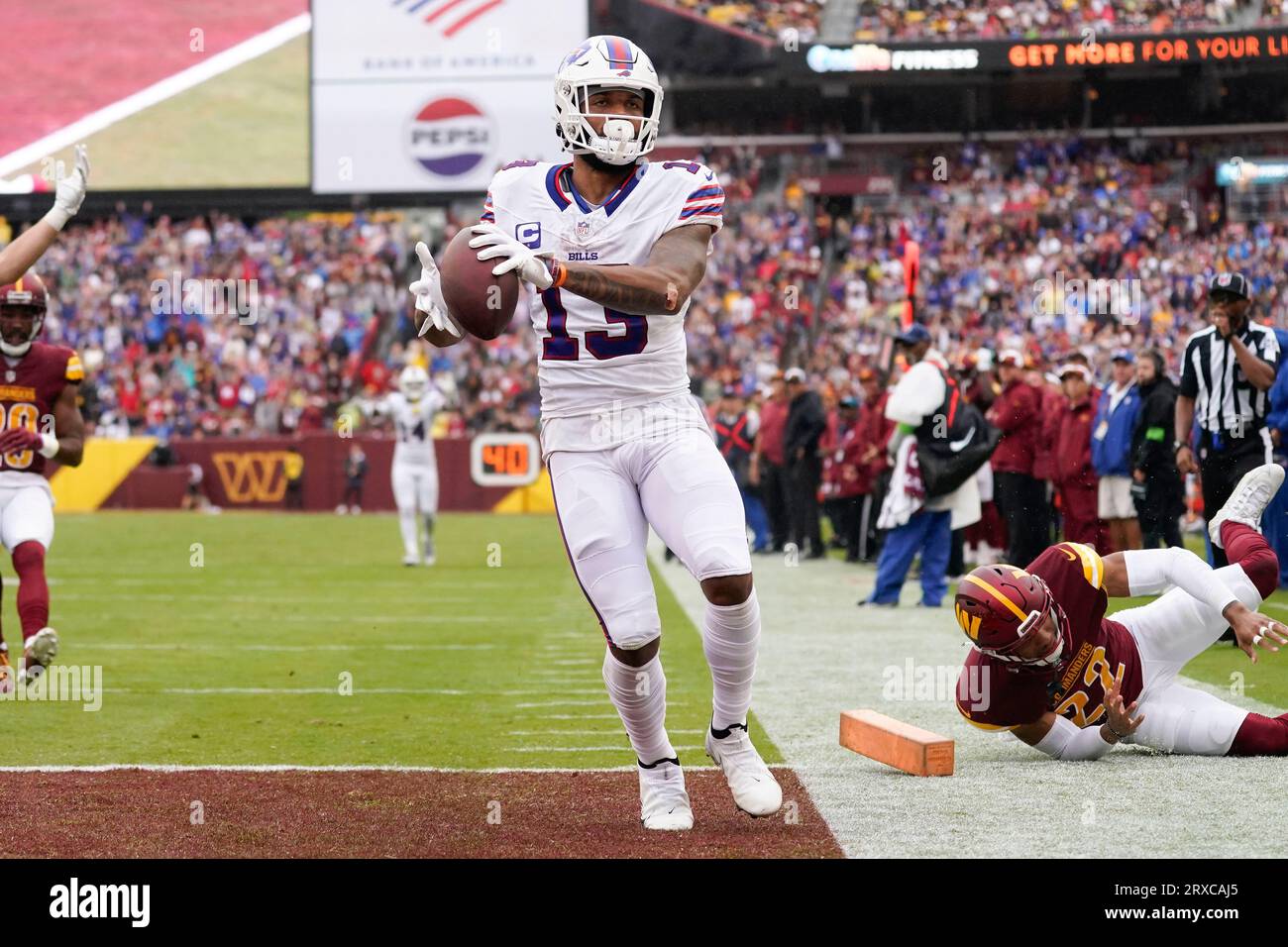 Buffalo Bills wide receiver Gabe Davis (13) scoring a touchdown against ...