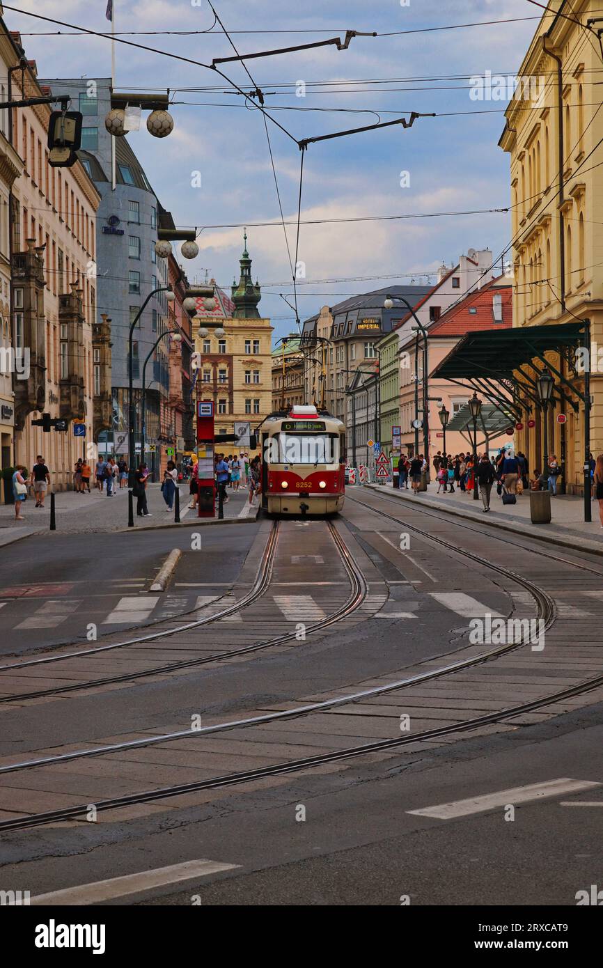 Prague red trams hi-res stock photography and images - Alamy