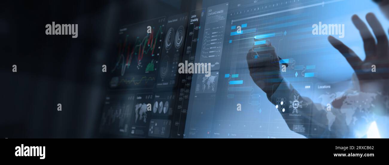 Project manager working and update tasks with milestones progress ...