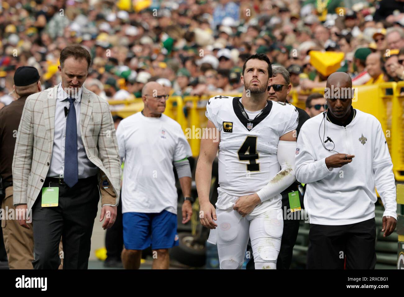 New Orleans Saints quarterback Derek Carr (4) walks to the locker room ...