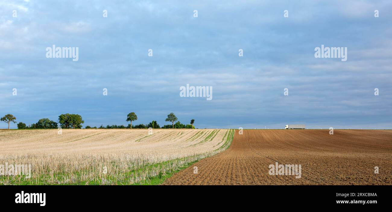 truck in open french landscape of northern france Stock Photo - Alamy
