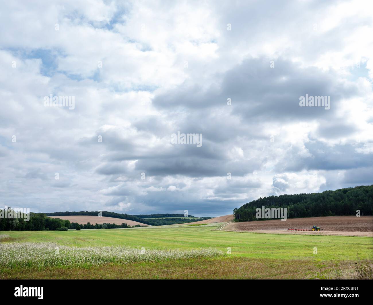 rural countryside landscape with tractor in french parc national de ...