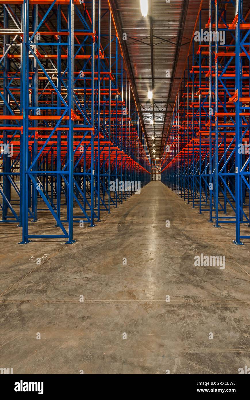 Interior of a large new commercial cold-storage (industrial ...