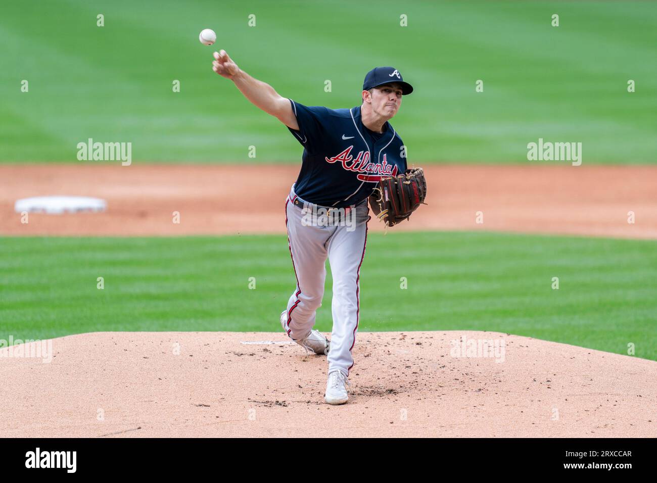 Atlanta Braves starting pitcher Allan Winans delivers during the first ...