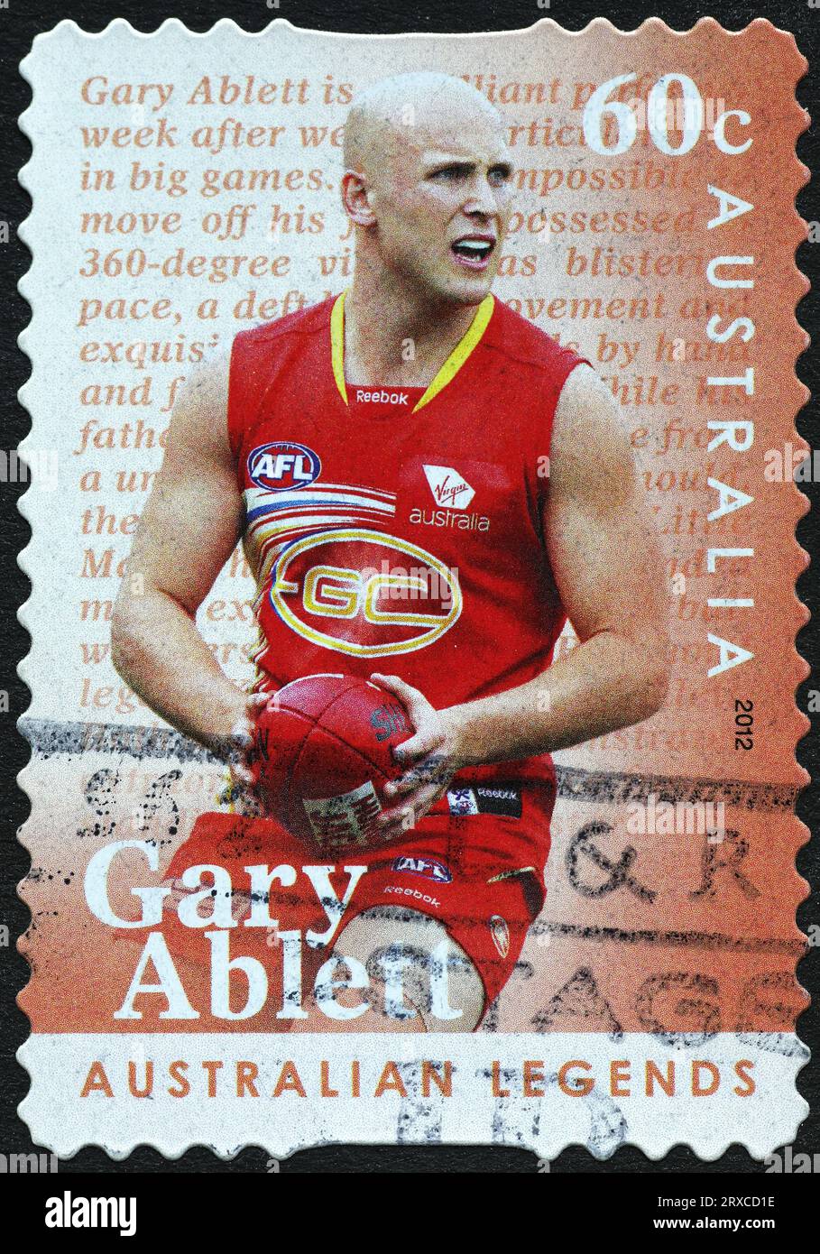 Australian rules footballer Gary Ablett on postage stamp Stock Photo ...