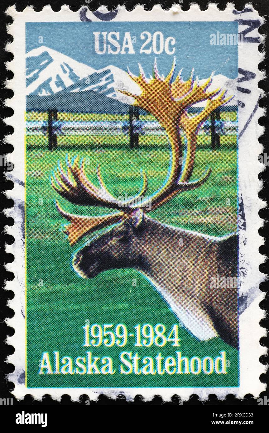 Alaska statehood on american postage stamp Stock Photo - Alamy