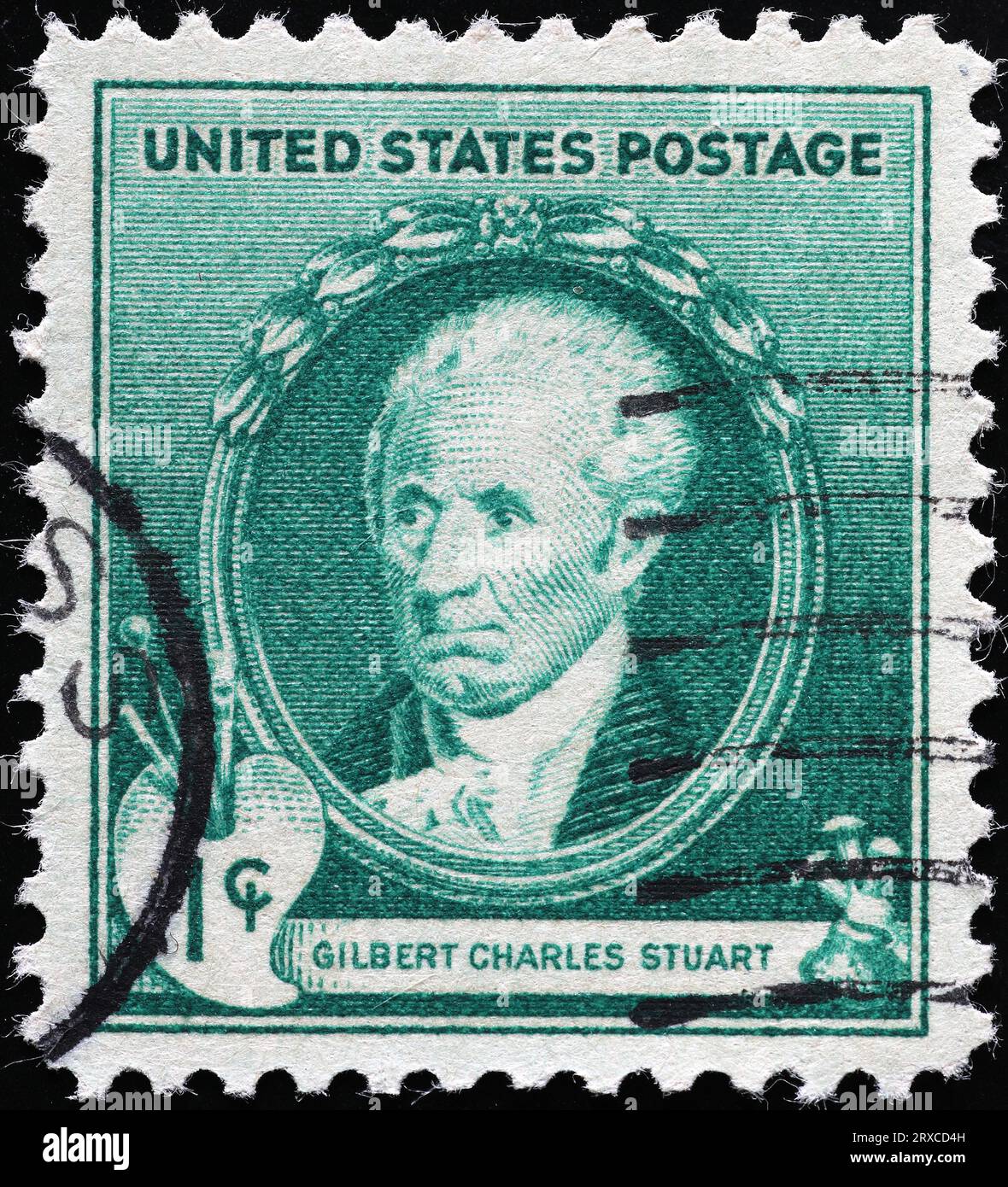 American painter Gilbert Stuart on vintage postage stamp Stock Photo ...