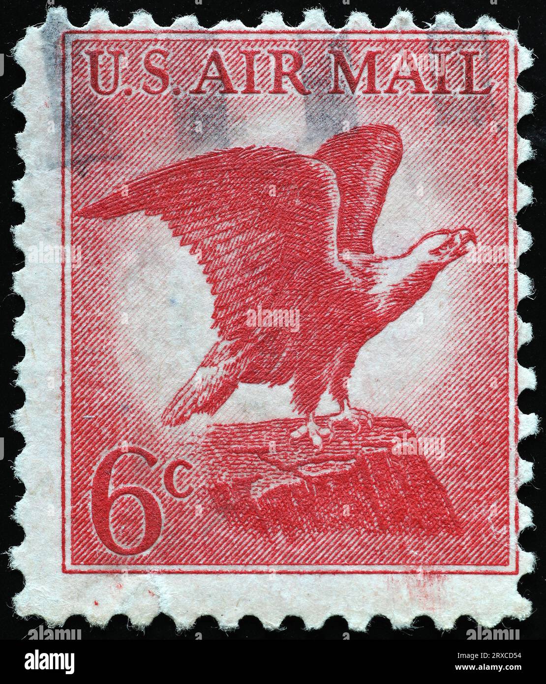 Ancient air mail american stamp with a bald eagle Stock Photo - Alamy