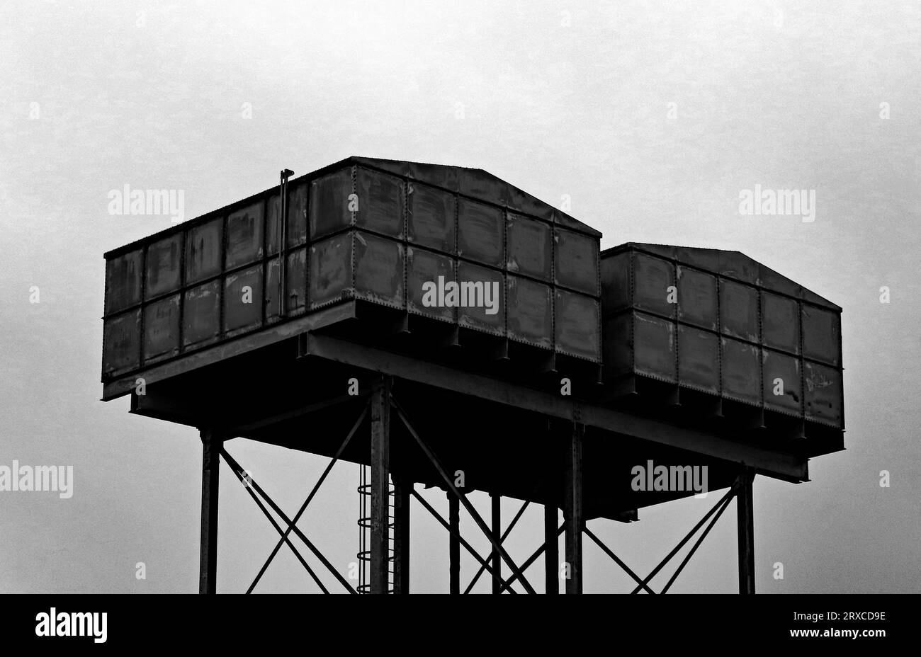 The old metal tanks of Tranwell water tower, high above the ...