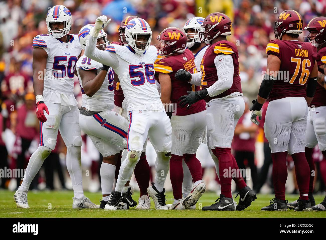 Buffalo Bills defensive end Leonard Floyd (56) celebrating after ...