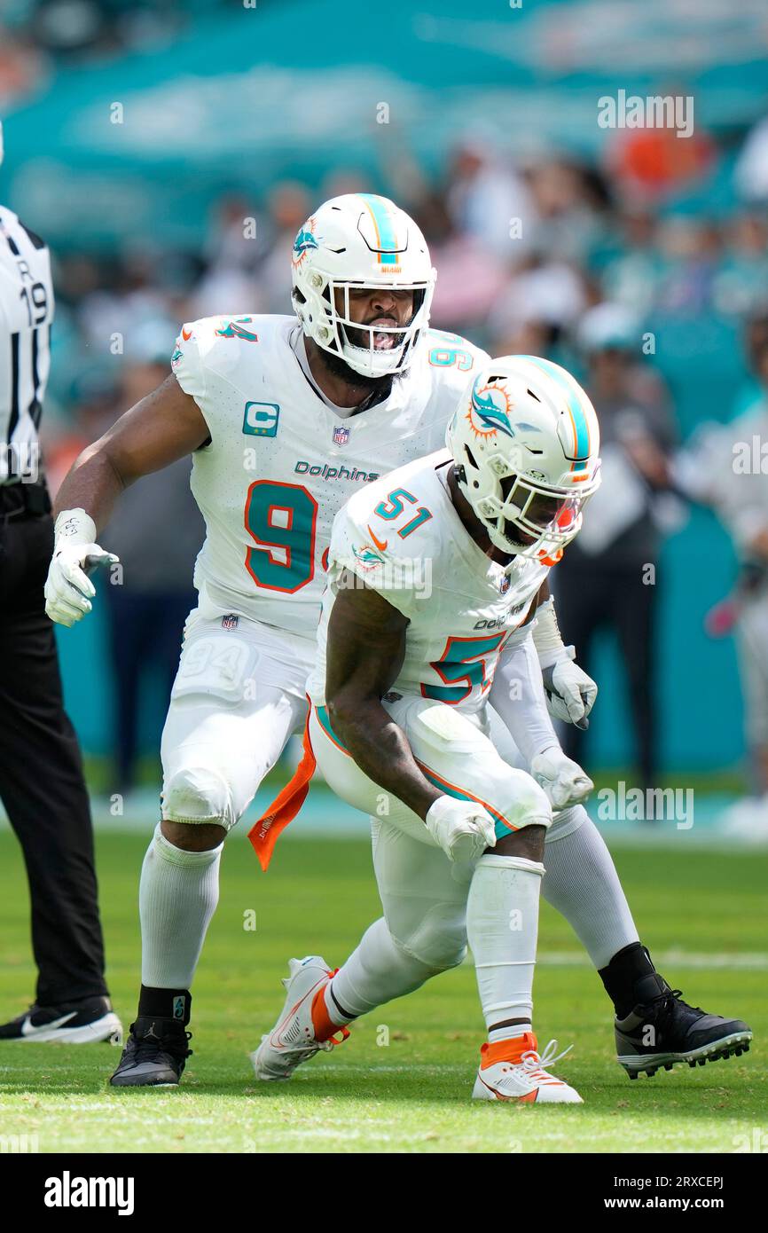 Miami Dolphins defensive tackle Christian Wilkins (94) and linebacker ...