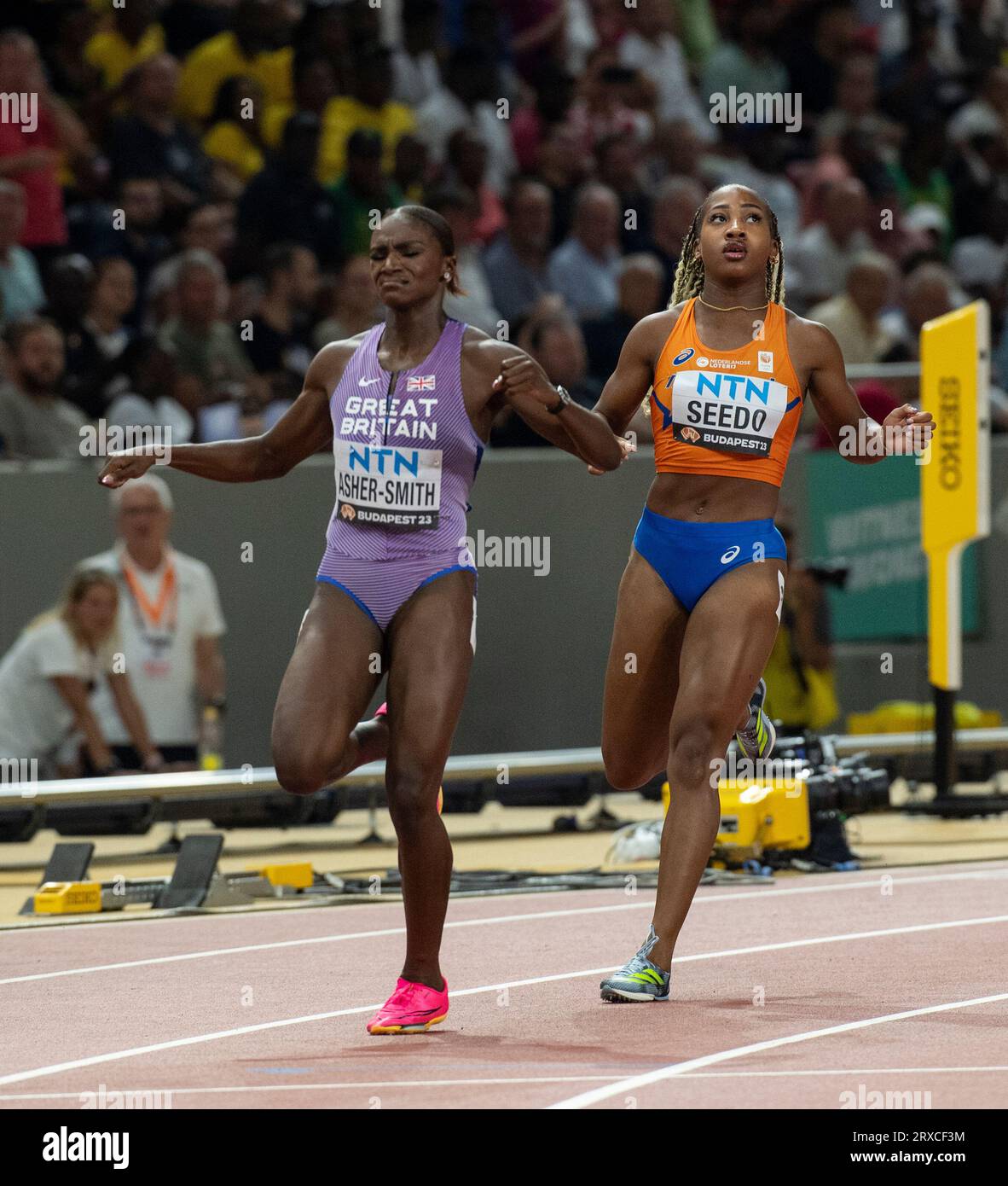 Dina Asher-Smith of GB & NI competing in the 100m semi-finals at the World Athletics ...