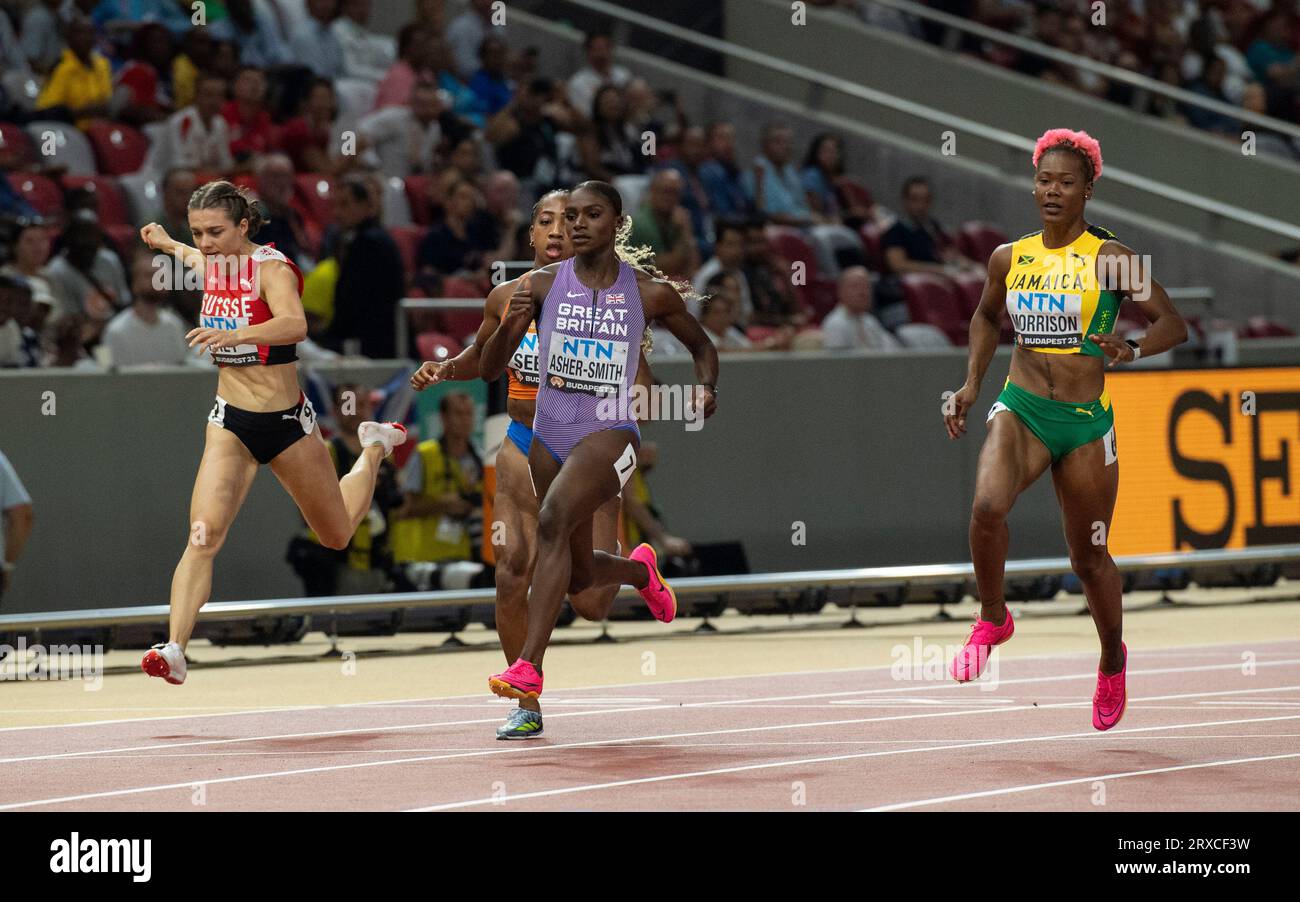 Dina Asher-Smith of GB & NI competing in the 100m semi-finals at the World Athletics ...