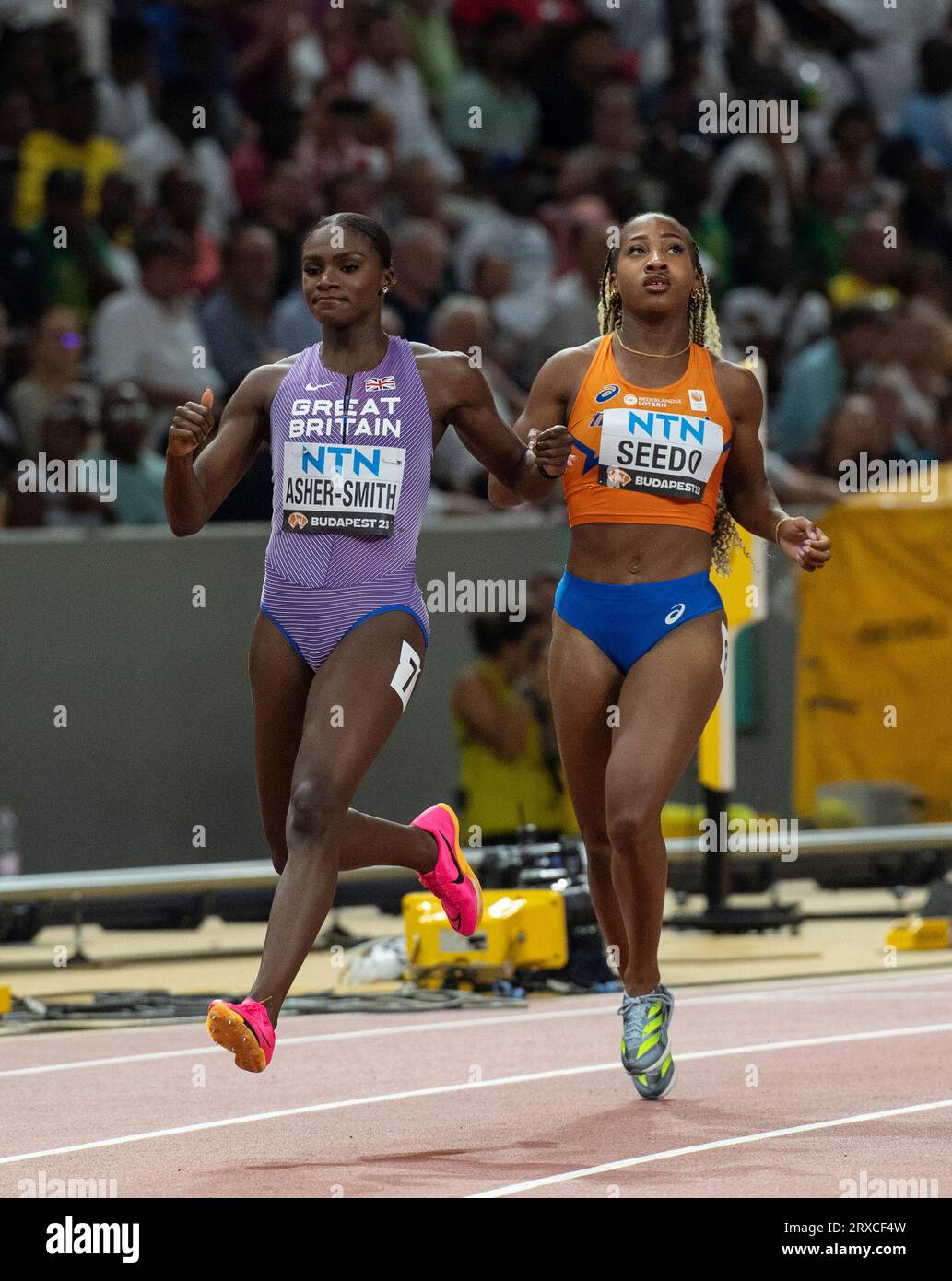 Dina Asher-Smith of GB & NI competing in the 100m semi-finals at the World Athletics ...