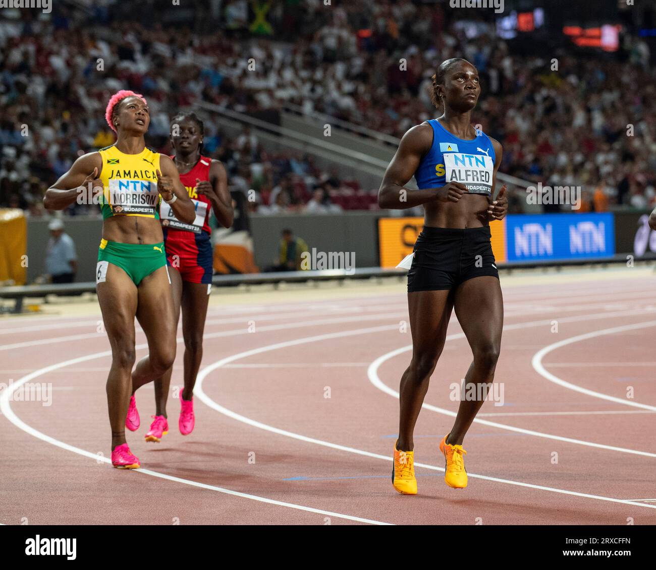 Julien Alfred of Saint Lucia competing in the 100m semi-finals at the ...