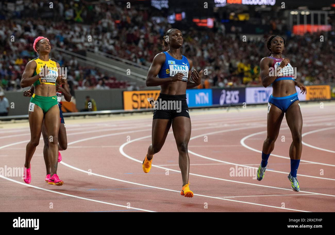Julien Alfred of Saint Lucia competing in the 100m semi-finals at the ...