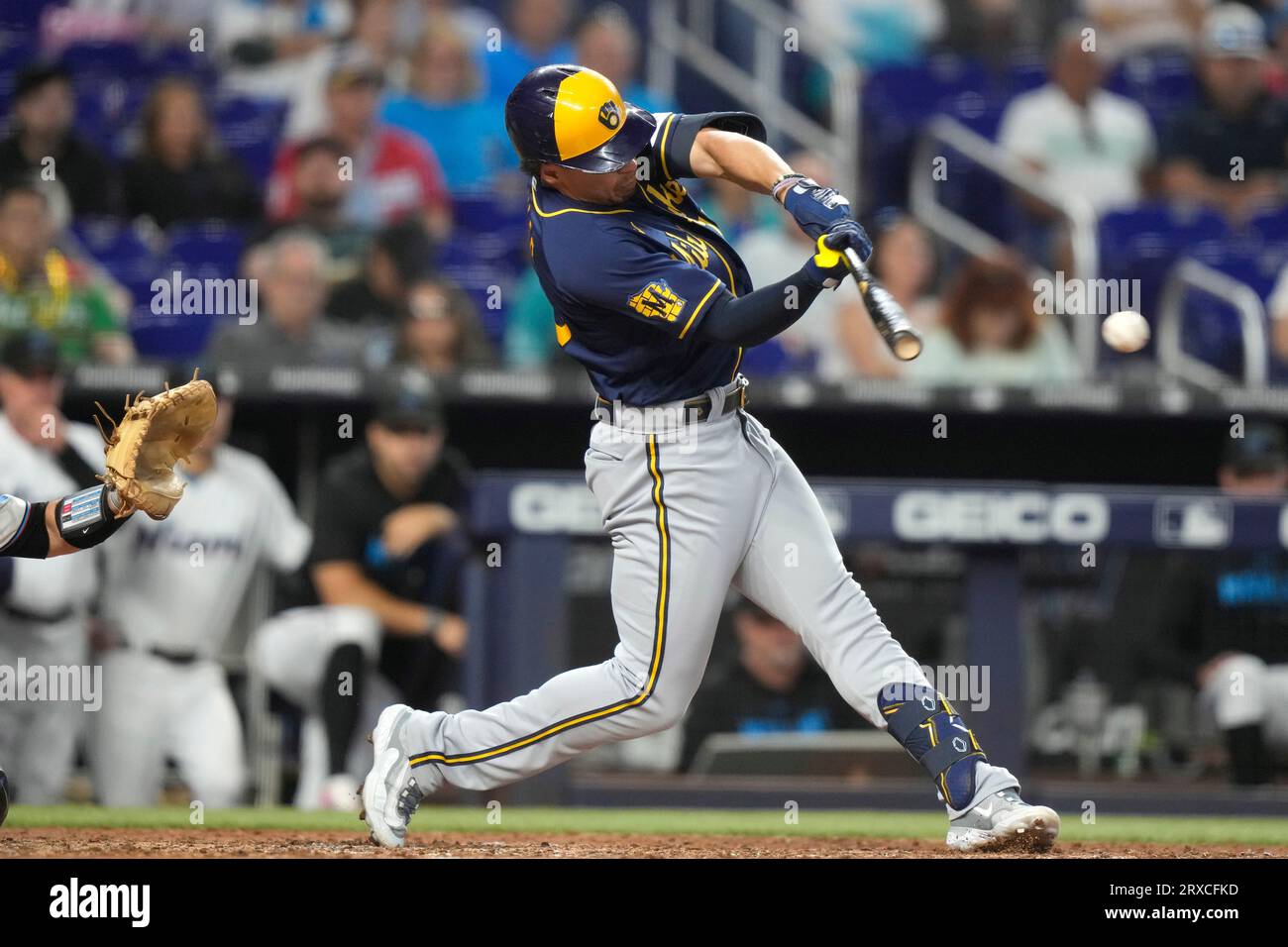 Milwaukee Brewers' Tyrone Taylor hits an RBI single to score Brice ...