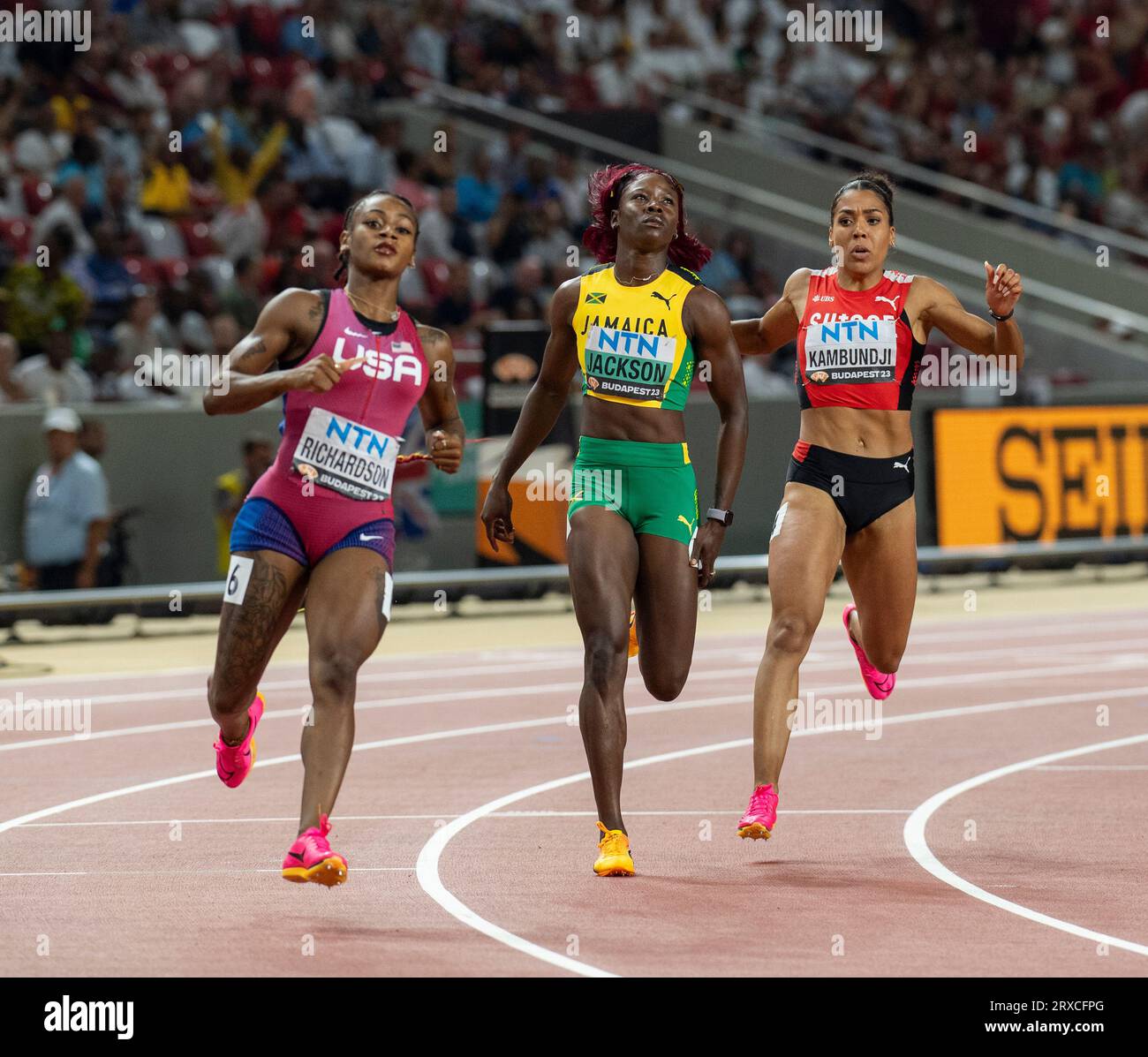 Sha'Carri Richardson of the USA competing in the 100m semi-finals at ...