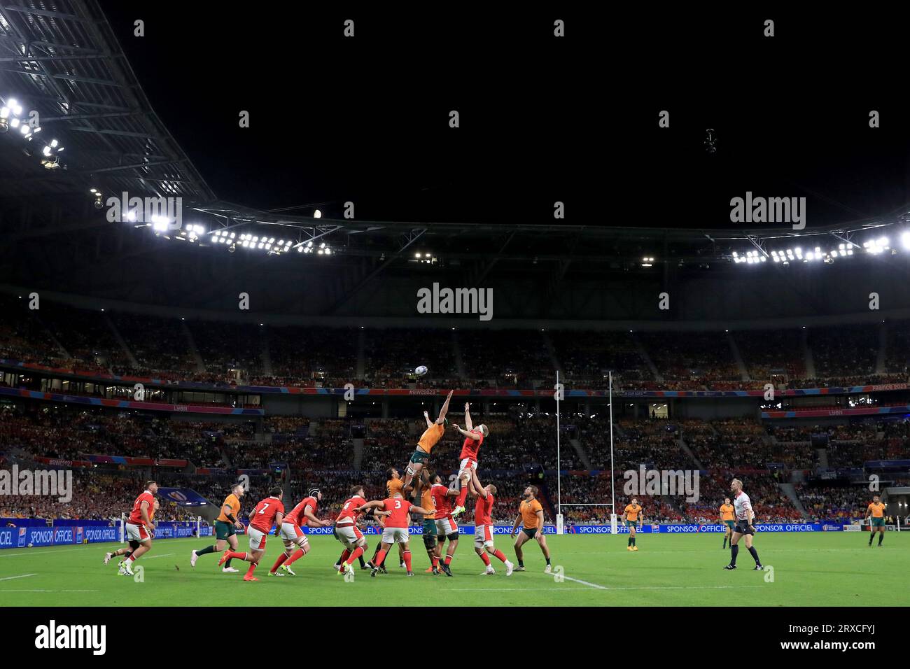 A general view of a line out during the Rugby World Cup 2023, Pool C ...