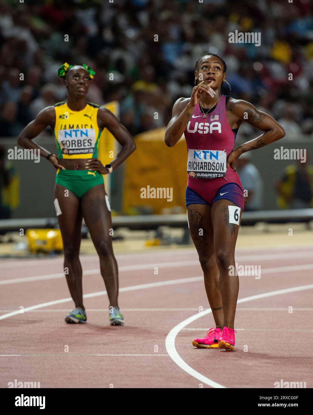 Sha'Carri Richardson of the USA competing in the 100m semi-finals at ...