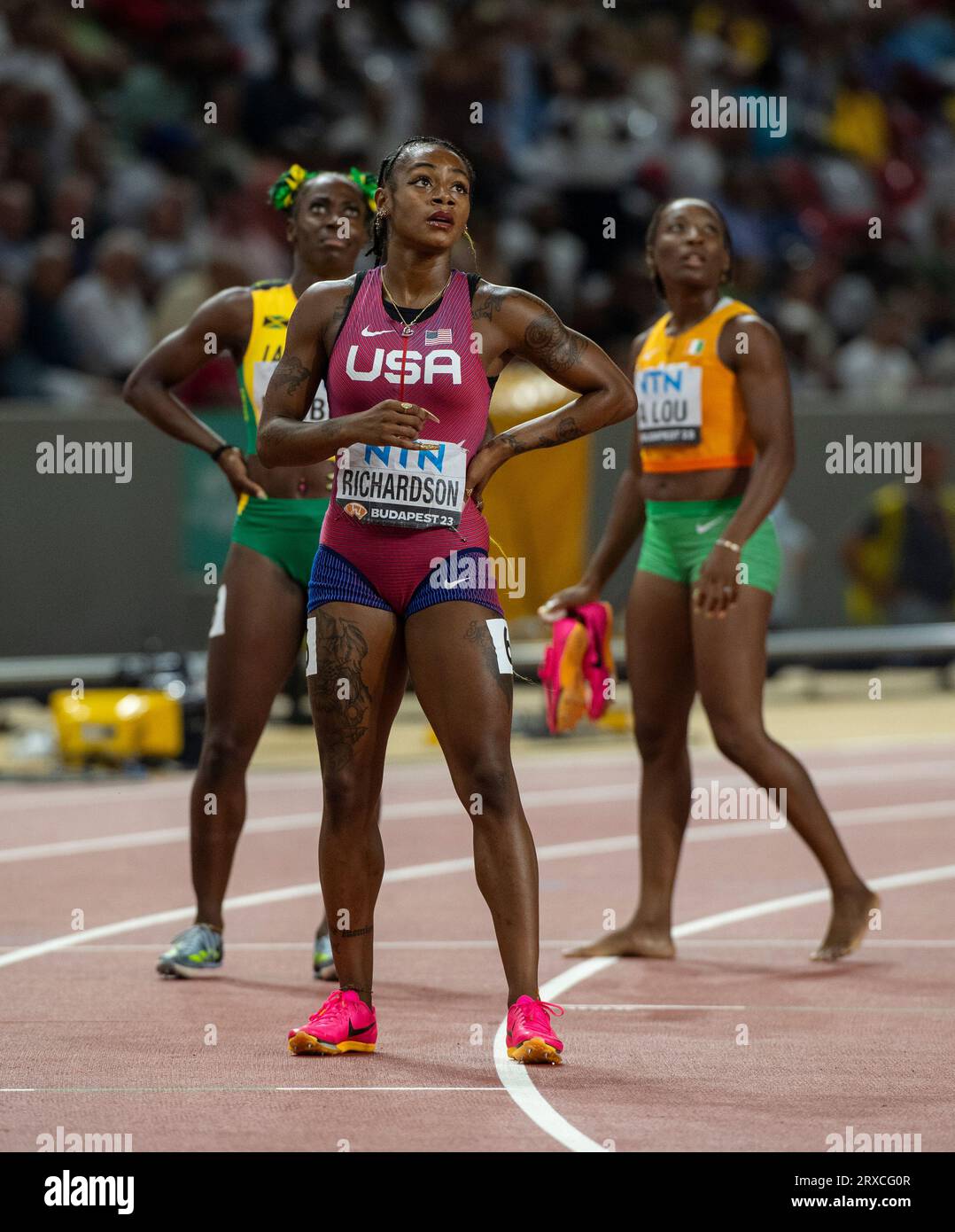 Sha'Carri Richardson of the USA competing in the 100m semi-finals at ...
