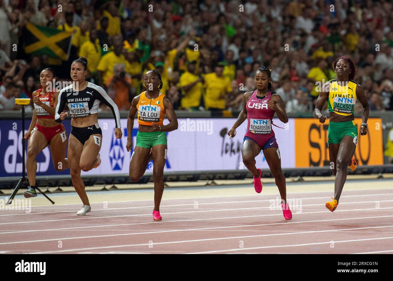 Sha'Carri Richardson of the USA competing in the 100m semi-finals at ...