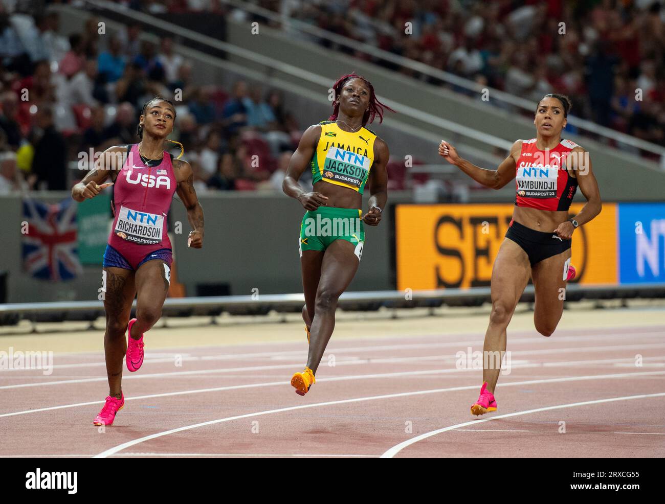 Shericka Jackson of Jamaica competing in the 100m semi-finals at the ...