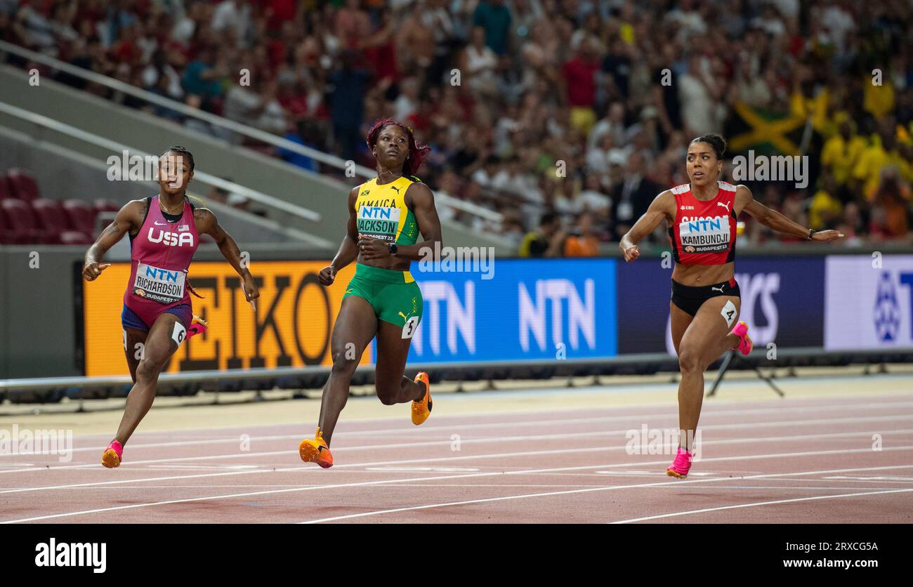 Shericka Jackson of Jamaica competing in the 100m semi-finals at the ...