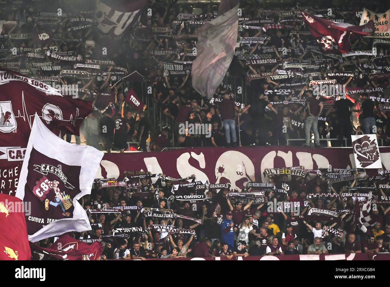 Torino fans cheer during a Serie A soccer match between Torino and Roma ...