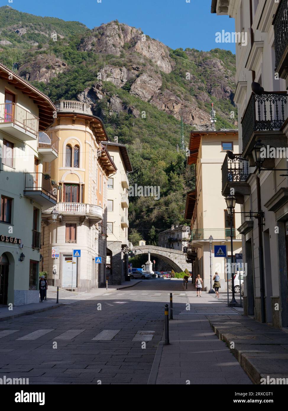 Pont-Saint-Martin high street and Roman Bridge (Where the town gets its ...